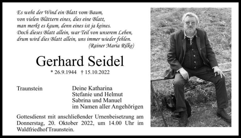 Trauer um Gerhard Seidel - Dackelclub | Sektion Chiemgau